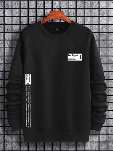 Guys Slogan Graphic Thermal Lined Sweatshirt Moletons Masculinos