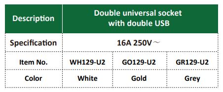 Double Universal Socket With Double USB BLT