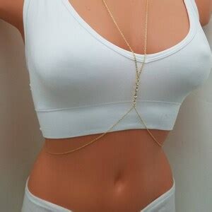 CZ Diamond Body Chain 14K Gold Filled Sterling Silver Gold Body
