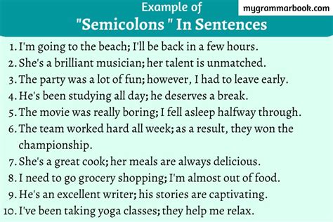 Example Sentences With Semicolons Make Sentences With Semicolon