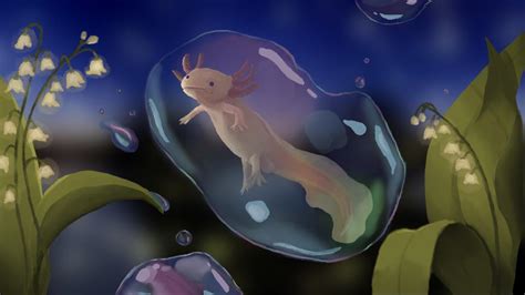 Axolotl Exploring The World Via Bubble 2023 Artist Me Raxolotls