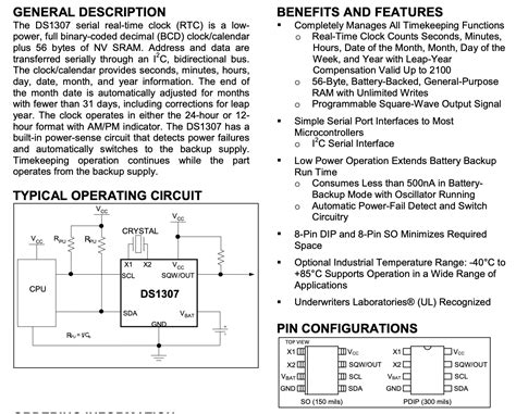 Datasheet Digest Ep 003 Ds1307 I2c Real Time Clock Datasheet Cyber