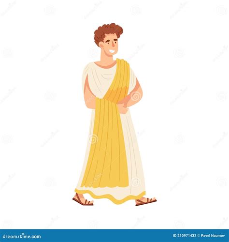 Young Male Roman Wearing Long Tunic And Sandals As Traditional Clothes