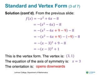 Lesson 17 Quadratic Functions PPTX