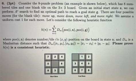 Solved 6 2pt Consider The 8 Puzzle Problem An Example Is
