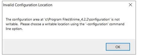 Error Configuration Area Is Not Writable Knime Analytics Platform Knime Community Forum
