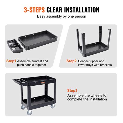 Vevor Utility Service Cart 2 Shelf 550lbs Heavy Duty Plastic Rolling