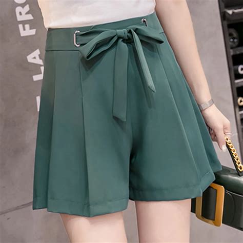 Summer Women Lace Up Booty Shorts Casual Loose Wide Leg Short Feminino