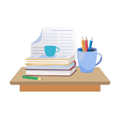 Teachers Desk Setup Classroom Digital Illustration Organized