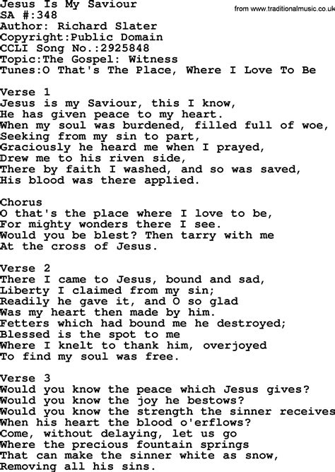 Salvation Army Hymnal Song Jesus Is My Saviour With Lyrics And Pdf
