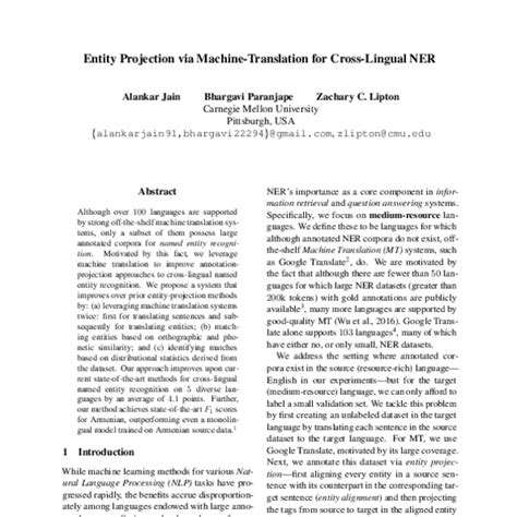 Entity Projection Via Machine Translation For Cross Lingual Ner Acl