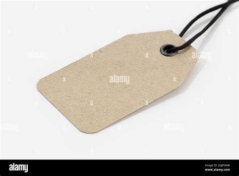 Blank Tag With String Isolated On White Background Blank Cardboard Price Template Stock Photo