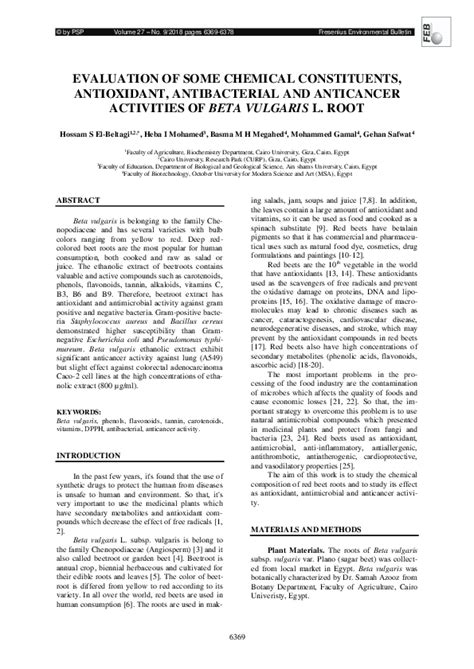 Pdf Evaluation Of Some Chemical Constituents Antioxidant