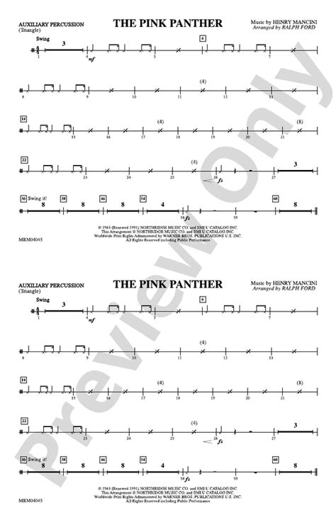 The Pink Panther Auxiliary Percussion Auxiliary Percussion Part