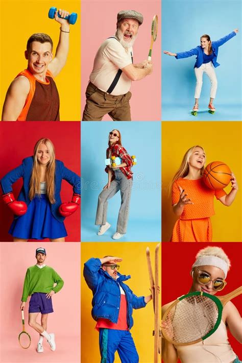 Collage Portraits Of Stylish People Men And Women Of Different Age