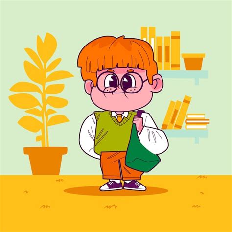 Free Vector Hand Drawn Nerd Cartoon Illustration
