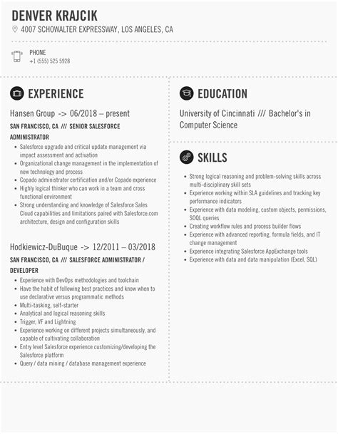 Salesforce Administrator Resume Samples Velvet Jobs