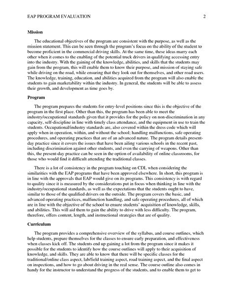 Solution Eap Program Evaluation Studypool