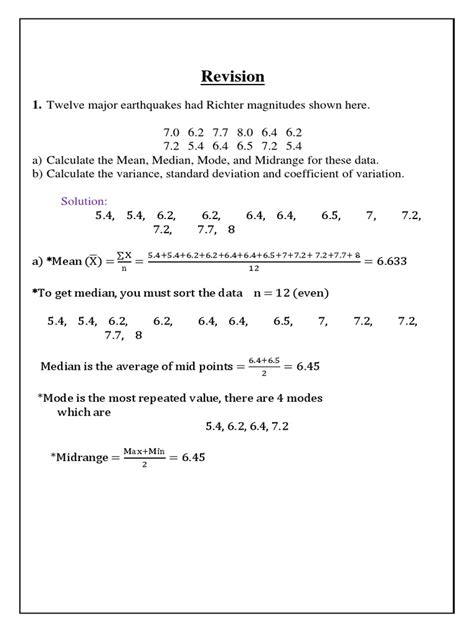 Revision Pdf Statistics Descriptive Statistics