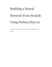 Building A Neural Network From Scratch Using Python Part Pdf Building A Neural Network From