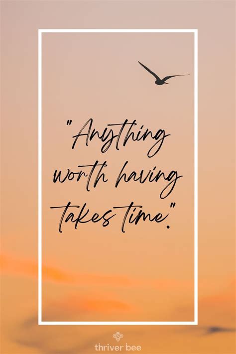 a bird flying in the sky with a quote above it that reads anything worth having takes time