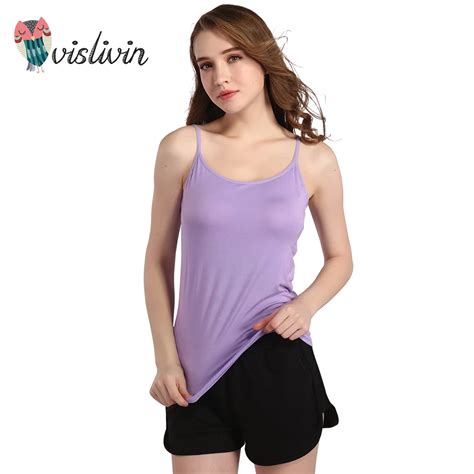 Vislivin Top Modal Summer Female Vest With Bra T Shirt For Women Tank