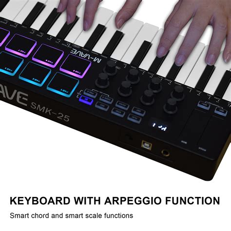 M Wave 25 Key Usb Midi Keyboard Controller Backlit Pads Semi Weighted