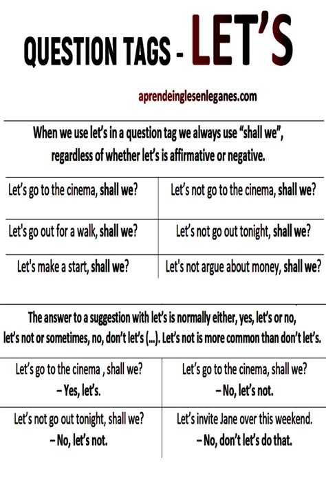 QUESTION TAGS LET S English Phrases Idioms English Phrases Learn English Words