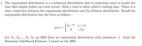 Solved The Exponential Distribution Is A Continuous Chegg