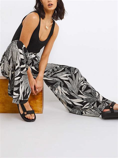 Jd Williams Jd Williams Black Printed Wide Leg Trousers Plus Size