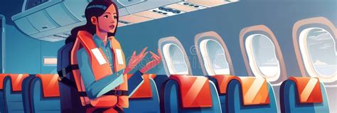 A Flight Attendant Explains Safety Protocols To Passengers While Seated