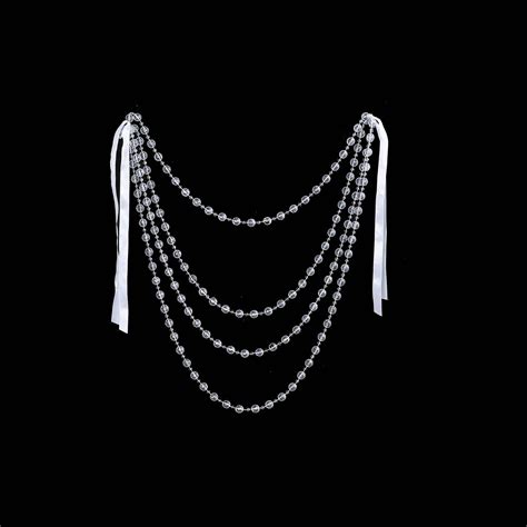 16 clear gatsby faux pearl beaded wedding chair back garland sash pre
