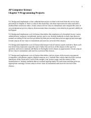 Programming Projects Pdf AP Computer Science Chapter Programming Projects Design And