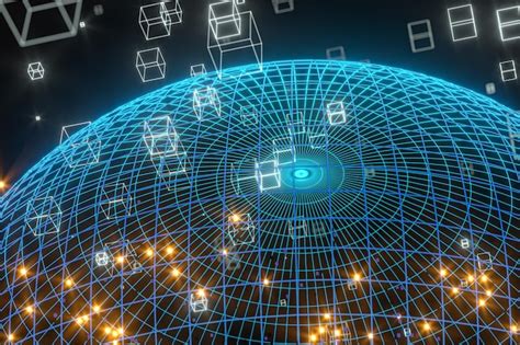 premium photo data lines and earth modelglowing lines and cubes3d