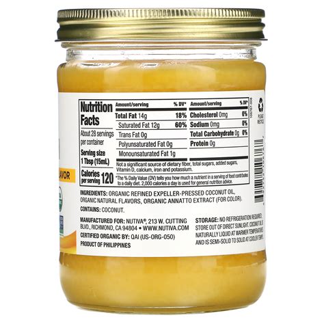 Nutiva, Organic Coconut Oil, Buttery Flavor, 14 fl oz (414 ml) - iHerb
