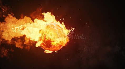 A Fiery Ball Of Fire Is In The Air With Smoke And Flames Trailing