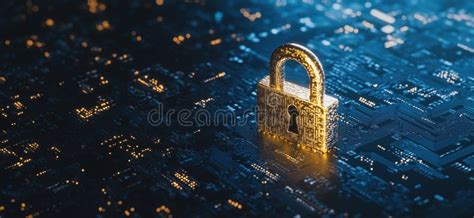Digital Security Lock On Circuit Board Background Representing