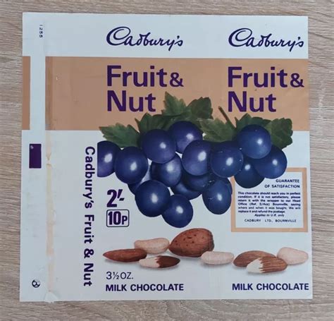 Vintage Chocolate Bar Wrapper Cadbury S Fruit And Nut 2 10p 3 1 2