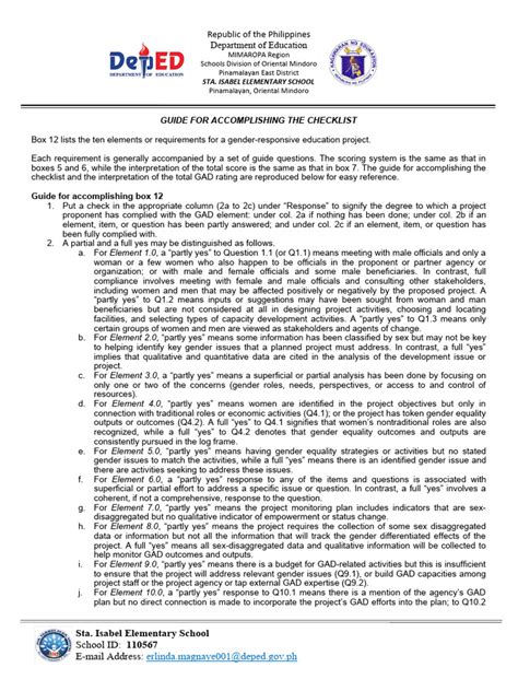Gad Checklist Box 12 2021 2022 Pdf Gender Gender Studies