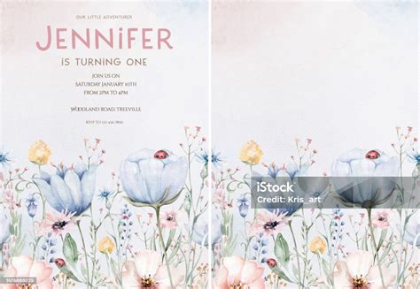 결혼식 생일 초대장 배경에는 꽃과 식물 잎 수채화 추상 미술 배경 디자인 표지 서식 파일입니다 날짜를 저장 베이비 샤워 수채화에 대한 스톡 벡터 아트 및 기타 이미지