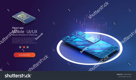 Technology Isometric Infographic Design Quantum Computer Stock Vector