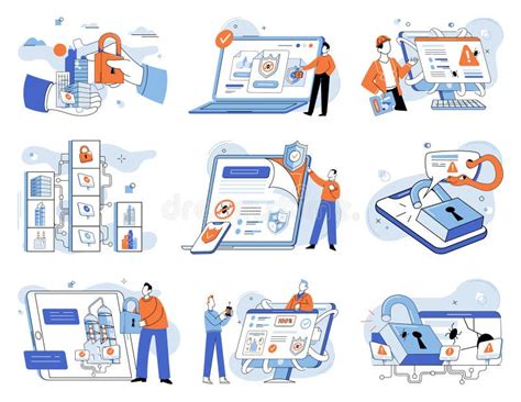 Data Protection Vector Illustrations Visually Represent Datprotection Concepts Stock Vector