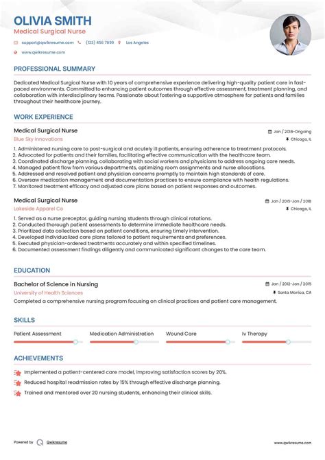 Medical Surgical Nurse Resume Sample