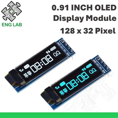 Englab★0 91 Inch Oled Display Module 128x32 Pixel With I2c Protocol Compatible With Arduino