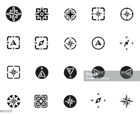 指南針圖示集向量圖形及更多方向儀圖片 方向儀 西方 全球定位系統 Istock