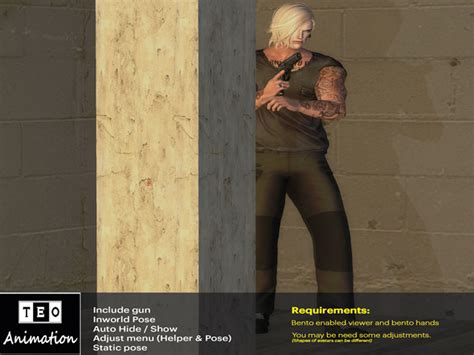 Second Life Marketplace Teo Gun Poses Series Safety Bento Pose