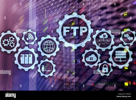 Ftp File Transfer Protocol Network Transfer Data To Server On Supercomputer Background Stock