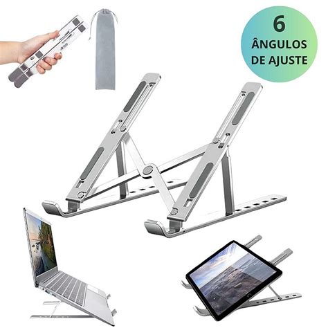 Suporte Base Para Notebook Dobrável de Alumínio Ergonômico Ajustável Relimax