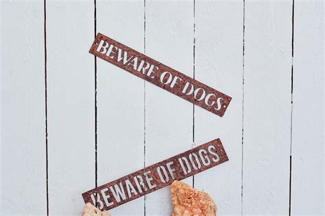 Rustic Metal Beware Of Dogs Sign High Quality Warning Plaque For
