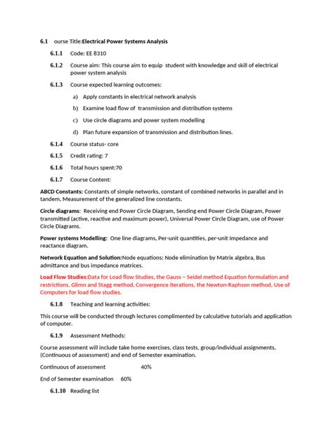 Power System Dynamics Course Contents Pdf Electric Power System Electric Power